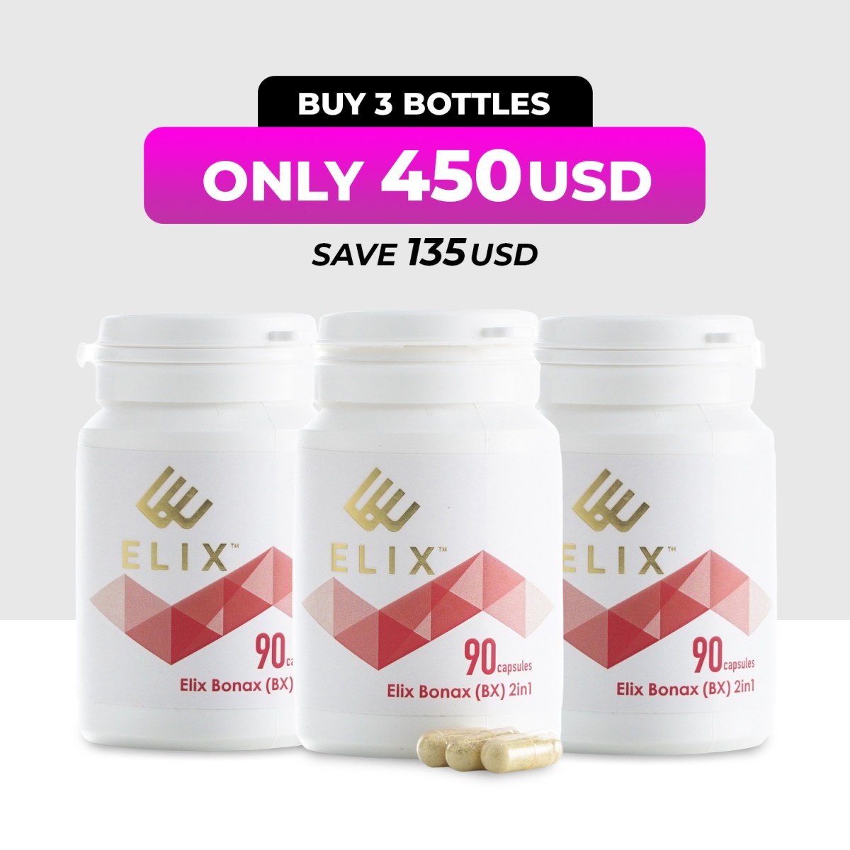 Elix Bonax Capsule Buy 3 Bottles Only 450USD | Elix
